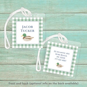 Personalized Duck Baby Boy Diaper Bag Tag, Watercolor Mallard Duck Bag ...