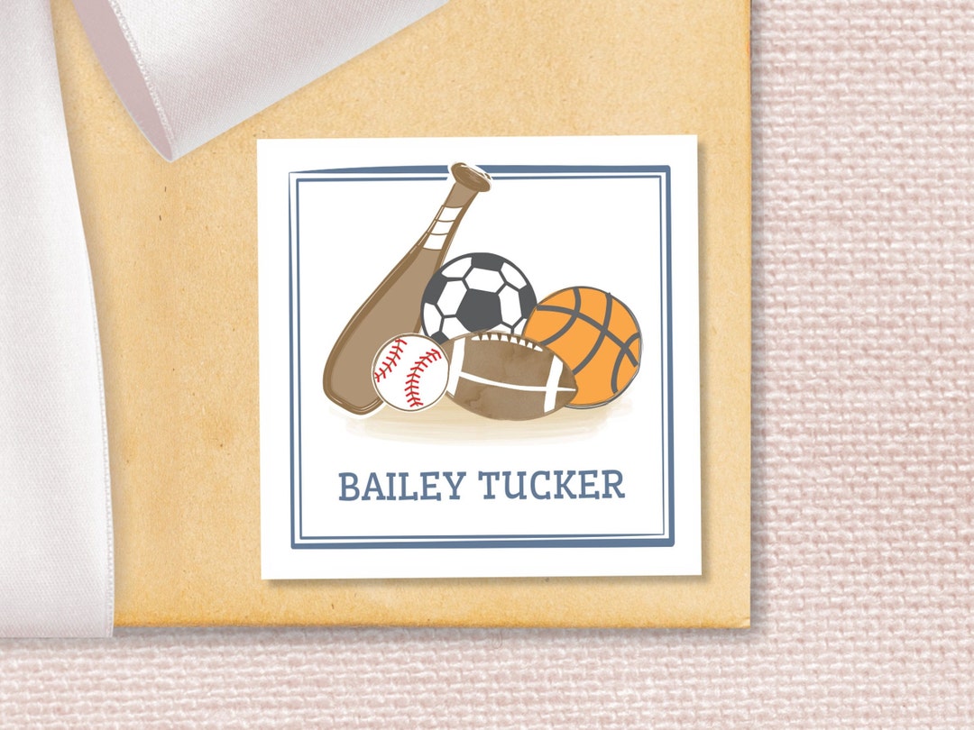 Personalized Watercolor Sports Calling Card for Boys Gift Tag Baseball ...