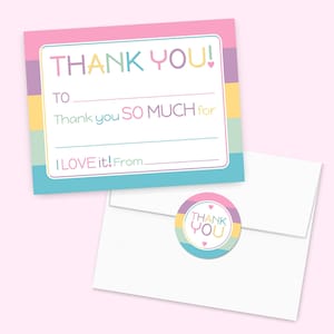 Kids Fill in the Blank Thank You Cards for Girls Thank You Note Cards ...
