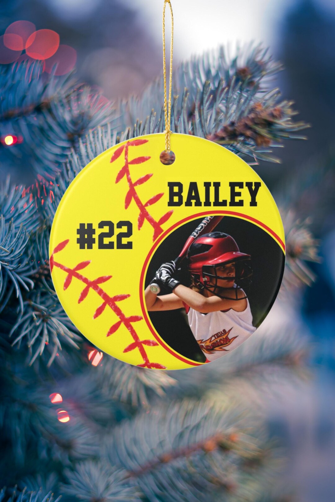 Personalized Softball Christmas Ornament: Custom Photo Ceramic Keepsake ...