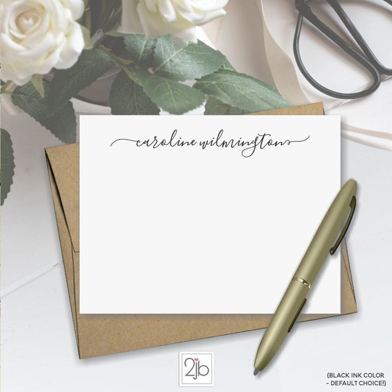 Personalized Note Card Set, Modern Script Personalized Stationery ...