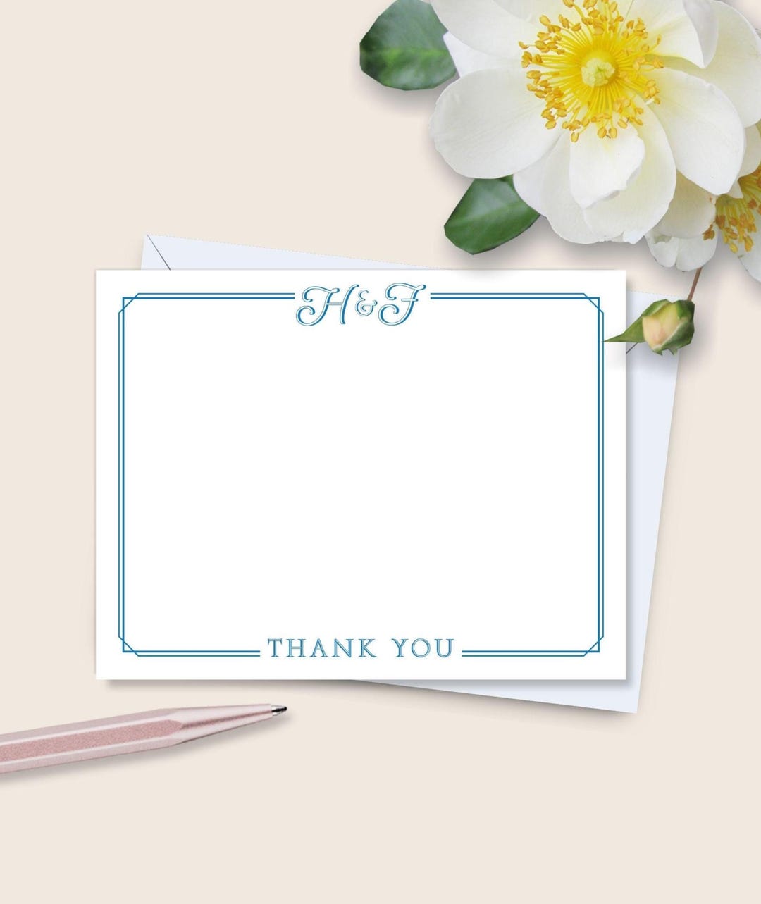 Personalized Couples Initials Thank You Cards, Elegant His & Her ...