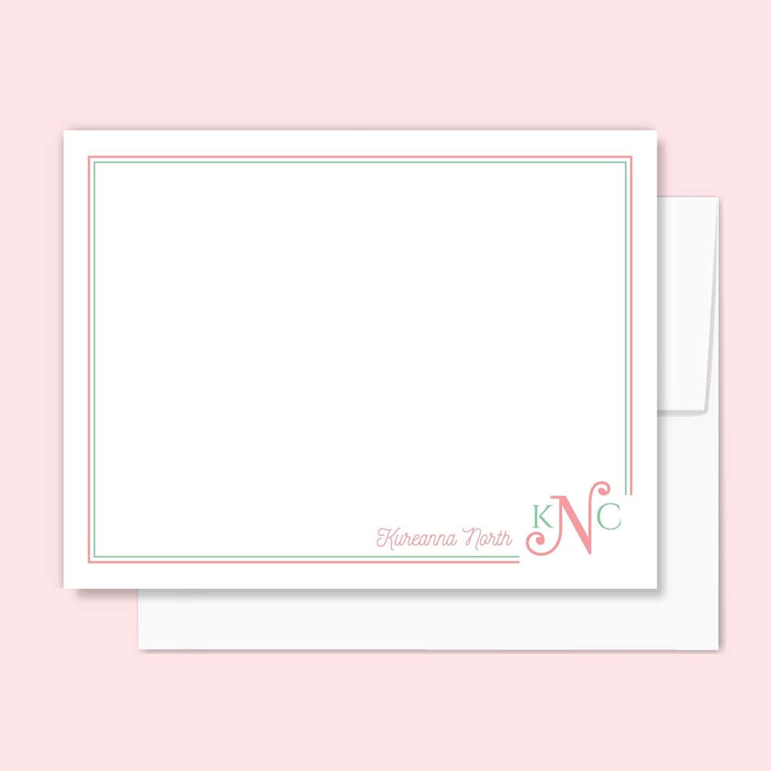 Personalized Monogram Note Card Set Women's Stationery, Stationary Set ...