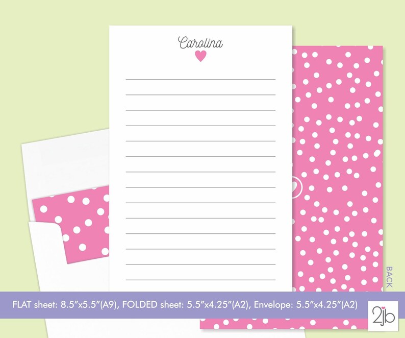 Personalized Girl's Letter Writing Set Cute Heart and - Etsy