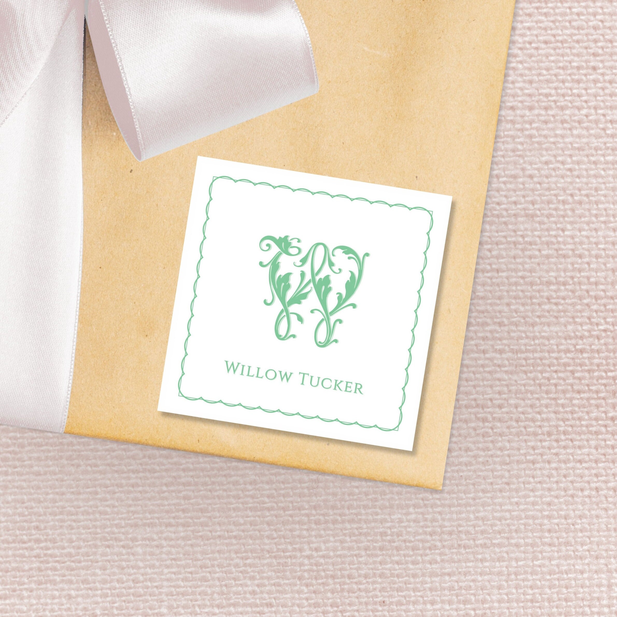 Personalized Calling Cards for Women With Monogram Square Stickers ...