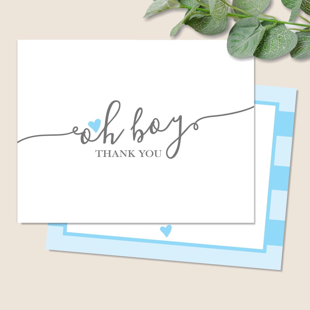 Boy Baby Shower Thank You Cards, Cute Baby Boy Thank You Notes, Oh Boy ...