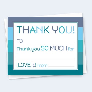 Fill in the Blank Thank You Cards for Boys Birthday Thank You Note ...