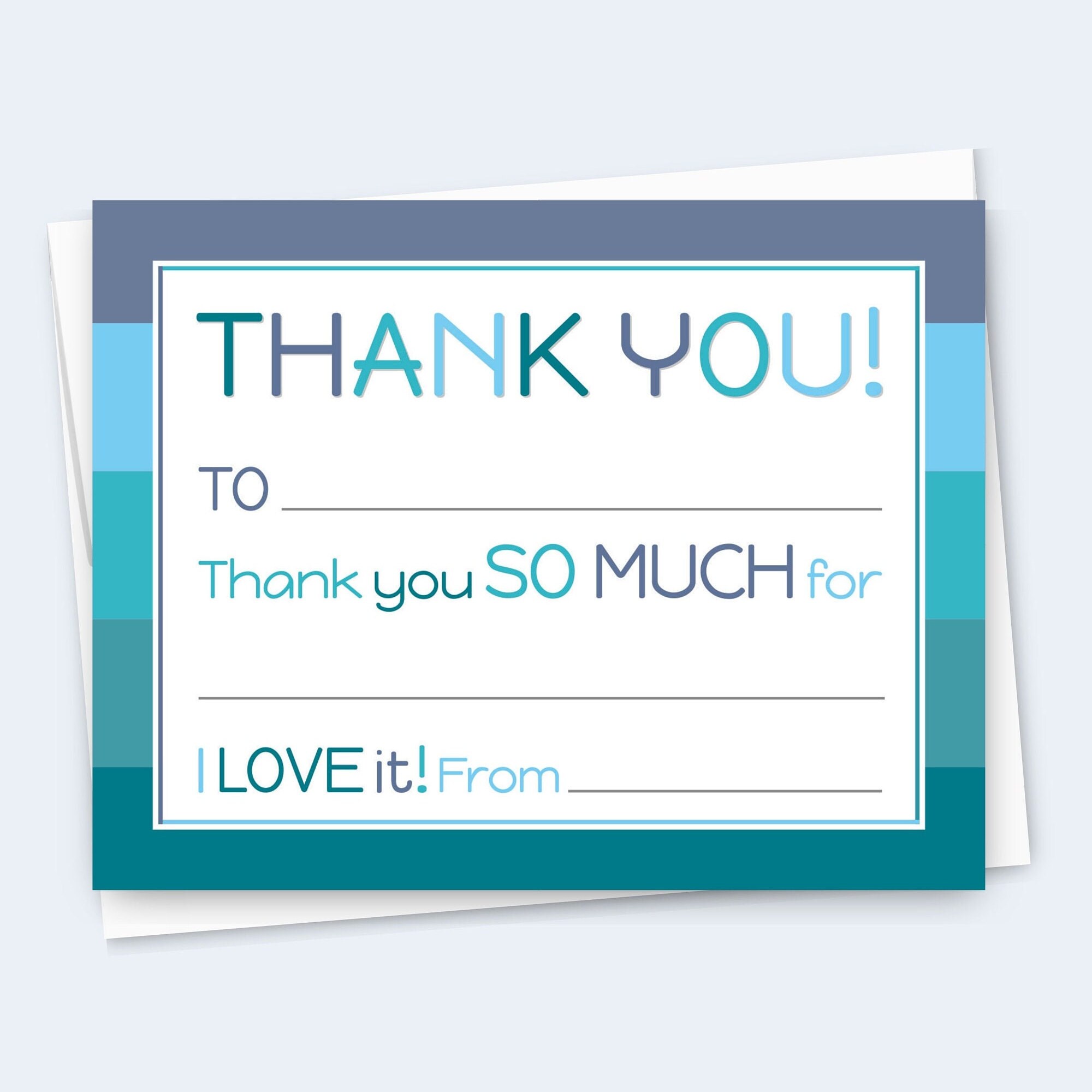 Fill in the Blank Thank You Cards for Boys Birthday Thank You Note ...