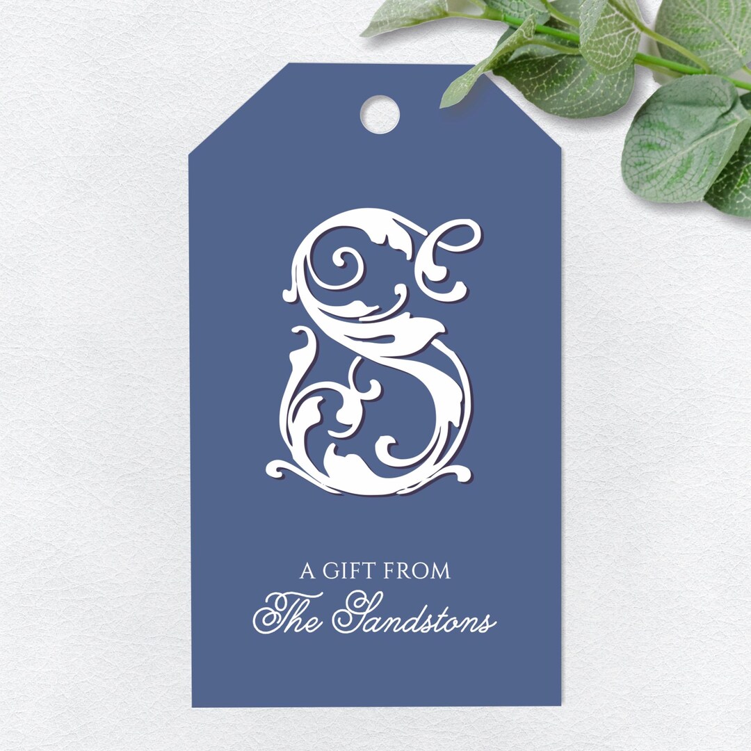 Personalized Monogram Gift Tags, Custom Family Initial Gift Tags, 2x3.5 ...