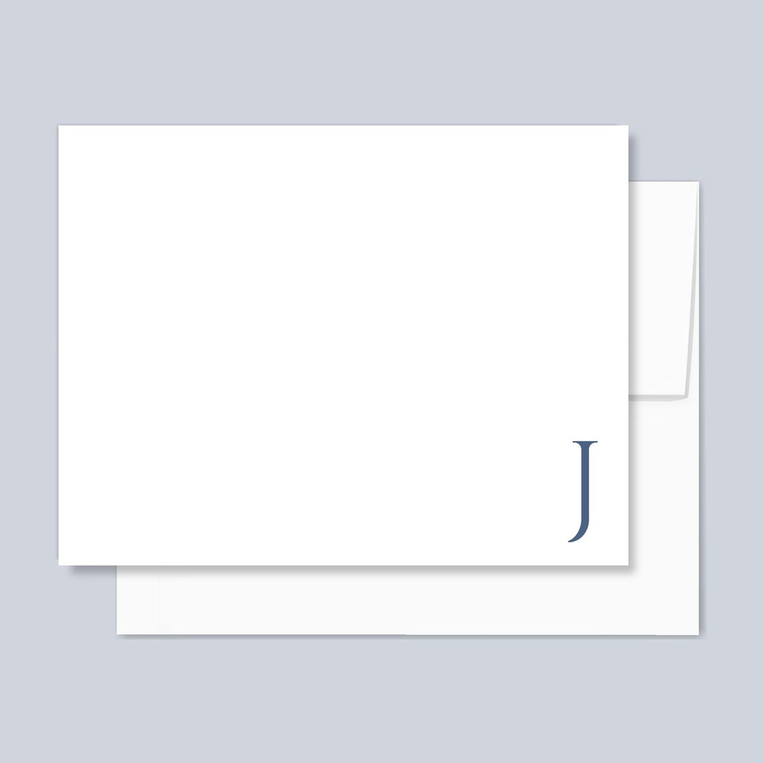 Personalized Stationery Set With Initial, Single Monogram Flat Note Cards W/ Envelopes ...