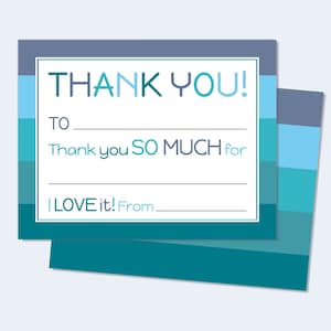 Fill in the Blank Thank You Cards for Boys Birthday Thank You Note ...