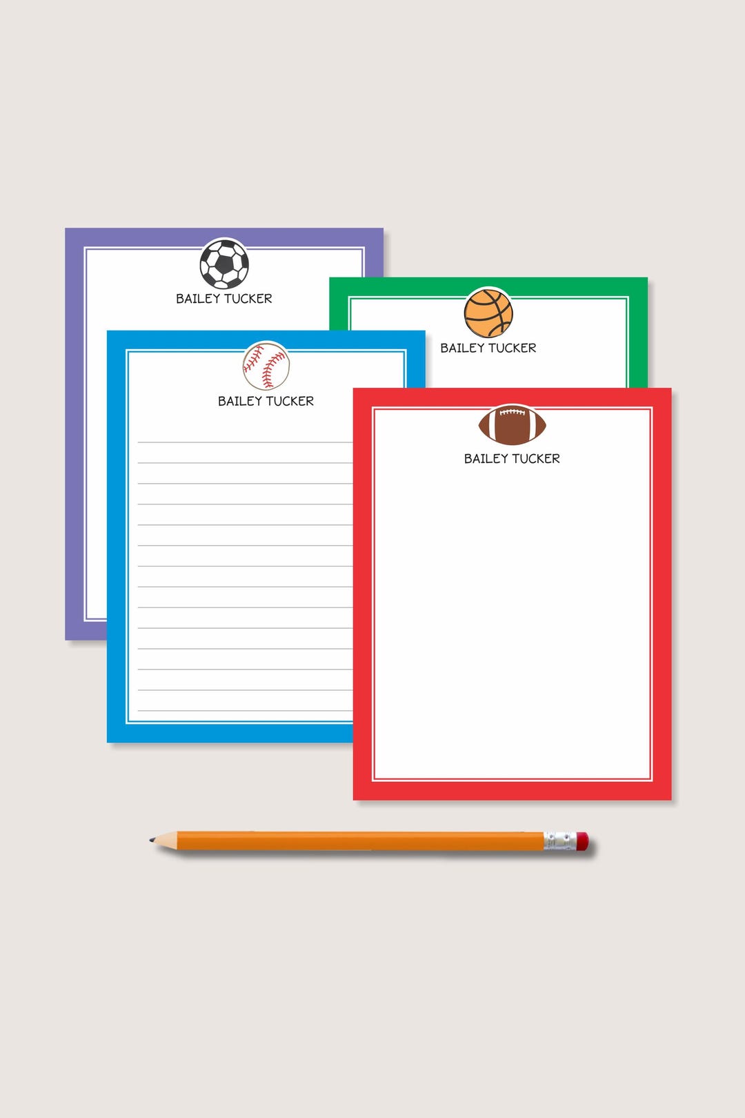 Personalized Sports Notepad, Custom Writing Pad With Baseball ...