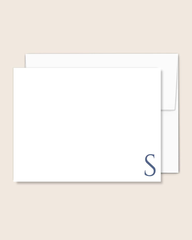 Personalized Single Initial Note Cards, Monogram Bottom Corner Flat ...