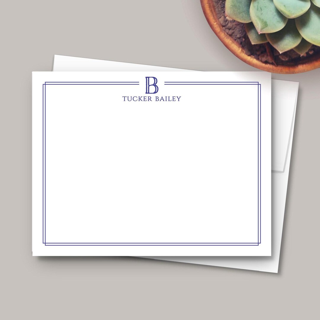 Personalized Men's Initial Note Cards, Monogram Stationery Set, Men's ...