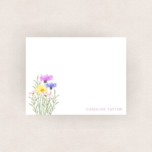 Personalized Stationery Set for Women Floral Note Cards Set of Wildflower Stationery Custom Gift ...