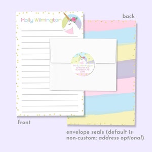 Personalized Girl's Stationery Letter Paper, Unicorn Letter Writing Set ...