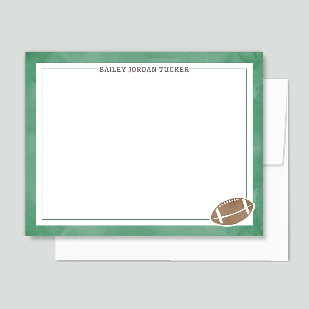 Personalized Sports Note Cards, Kids Flat Stationery Set With Envelopes ...