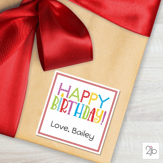 Personalized Happy Birthday Calling Cards for Kids, Colorful Square ...