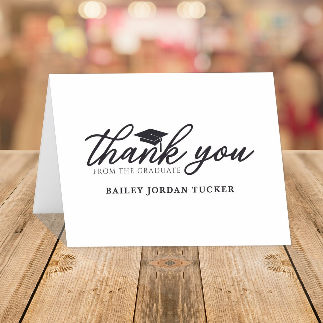 Graduation Gift Thank You Cards Set of Personalized Graduation Folded ...