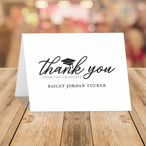 Graduation Gift Thank You Cards Set of Personalized Graduation Folded ...