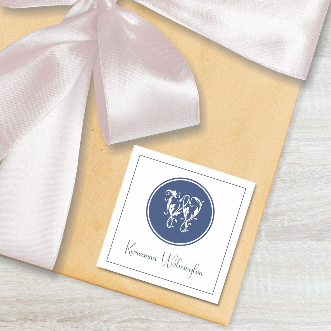 Personalized Monogram Calling Cards, Custom Monogram Square Stickers ...