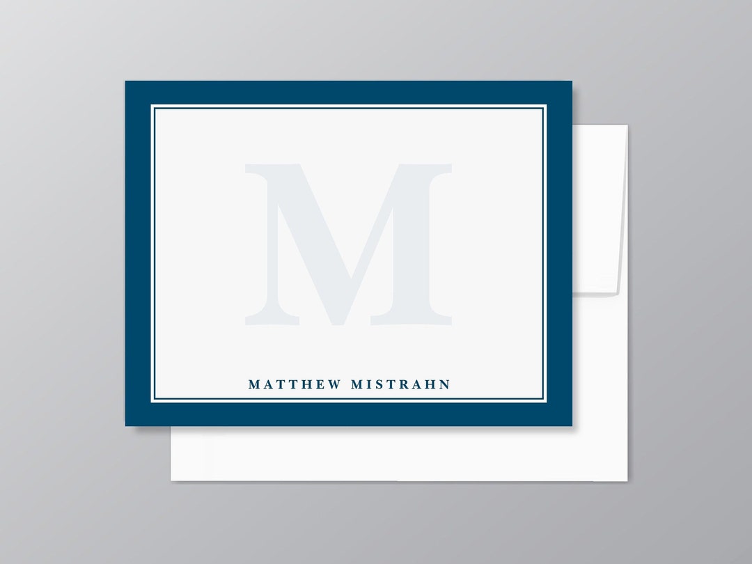 Personalized Monogram Stationery, Men's Monogram Notecards, Custom ...