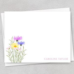 Personalized Stationery Set for Women Floral Note Cards Set of Wildflower Stationery Custom Gift ...