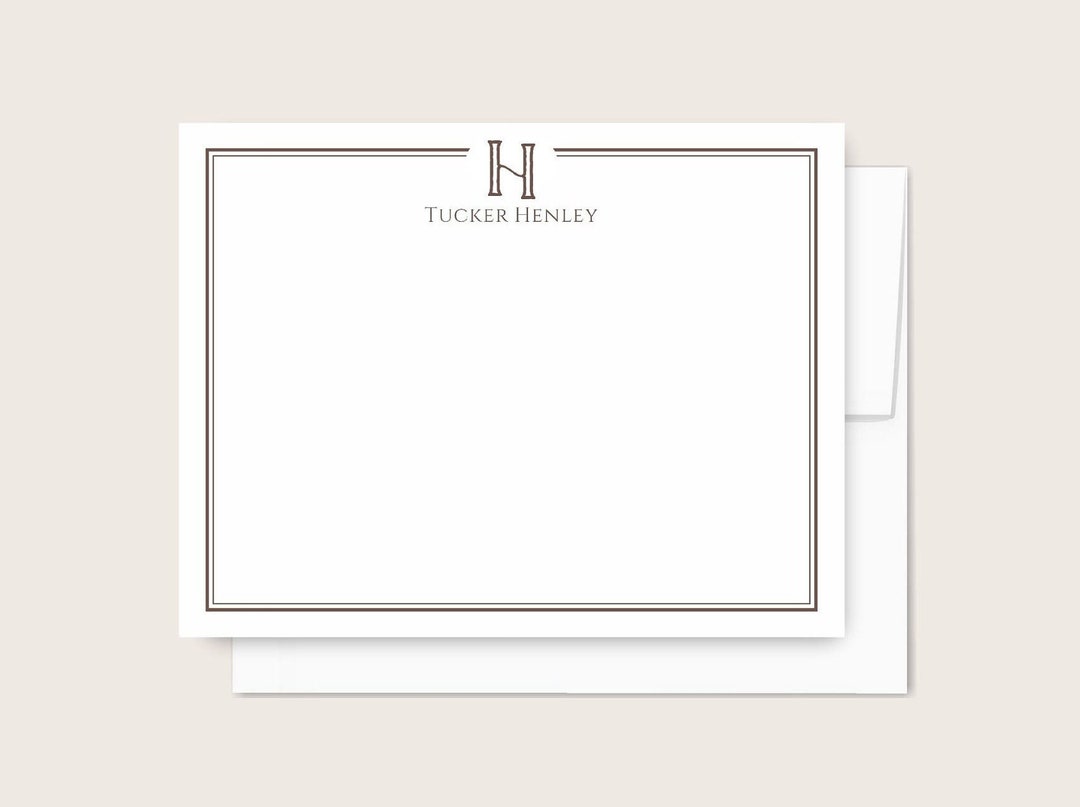 Personalized Monogram Stationery Set of Men's Monogram Notecards ...