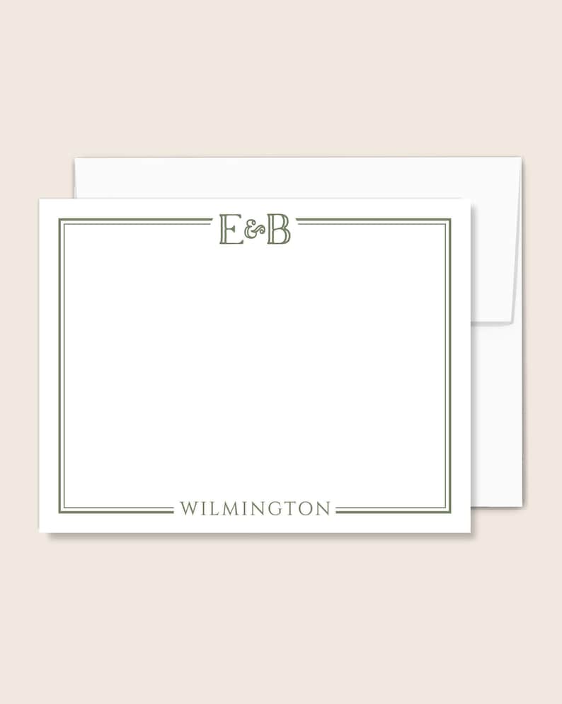 Personalized Couples Monogram Stationery, His & Her Initials Flat Note ...