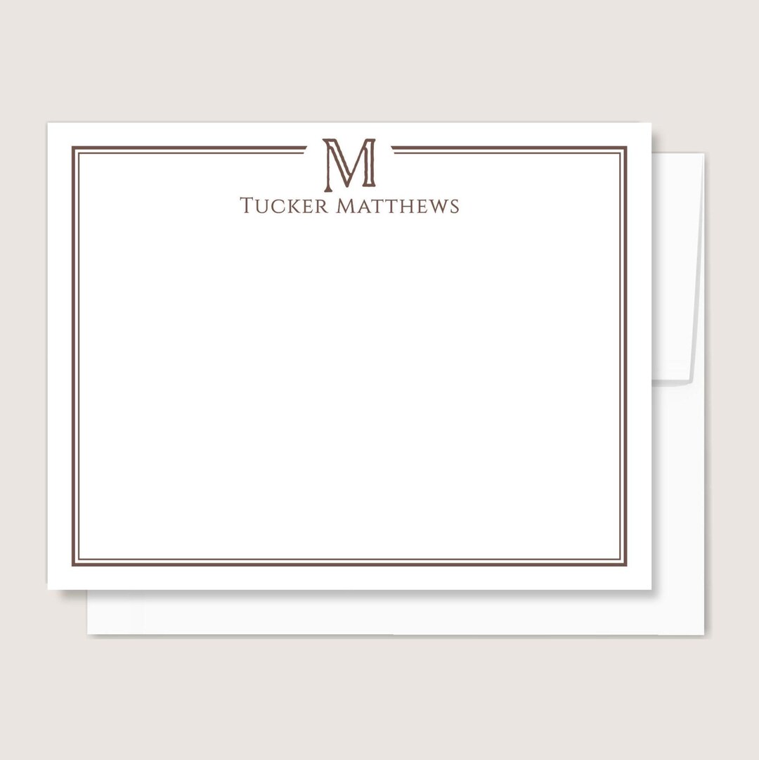 Personalized Monogram Stationery Set: Custom Flat Note Cards - Etsy