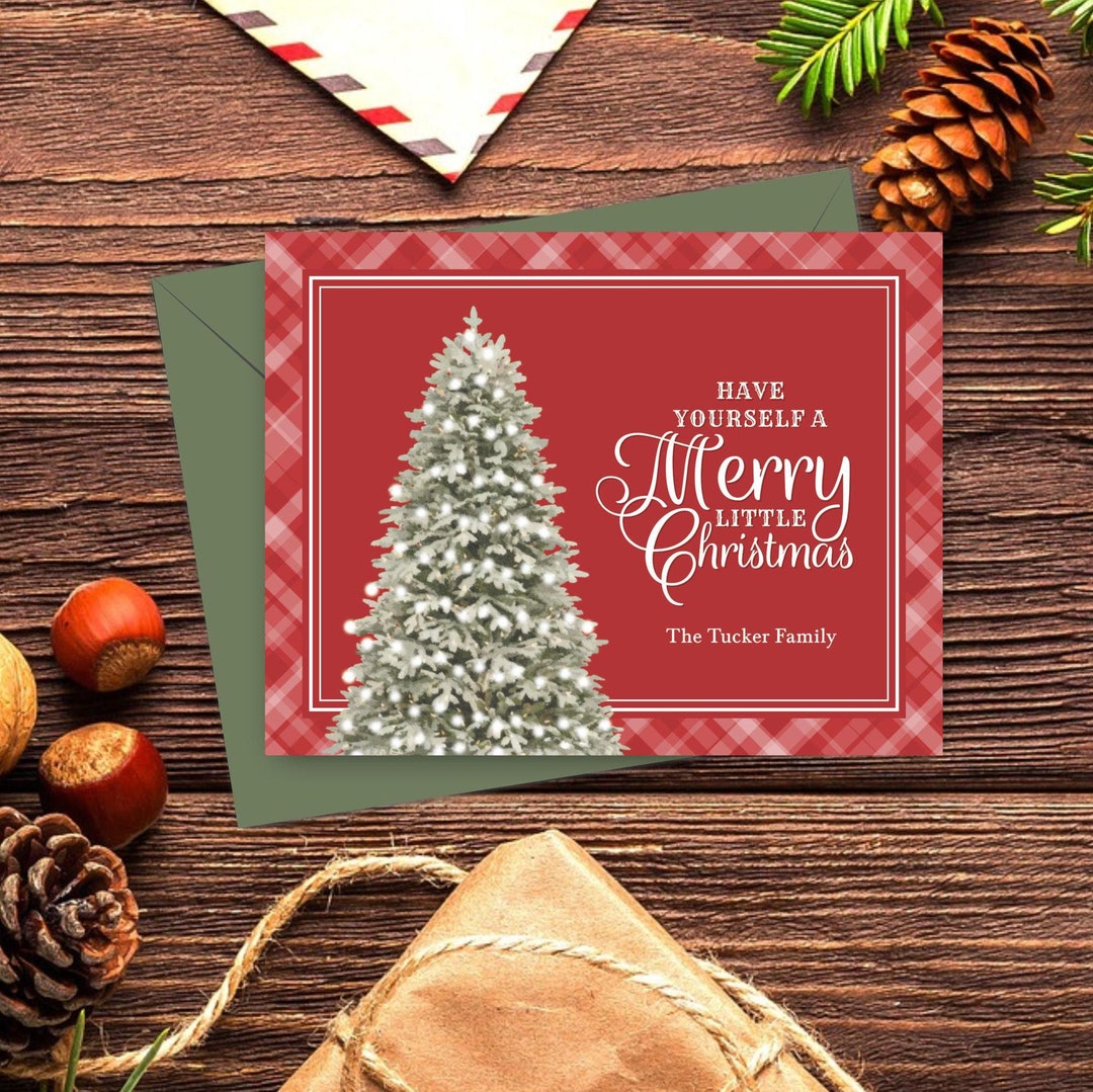 Personalized Christmas Cards, Watercolor Christmas Tree Note Card ...