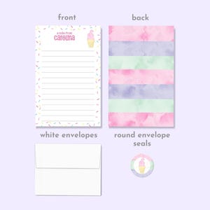 Kids Letter Writing Stationary Set for Girls, Cute Ice Cream Lined ...