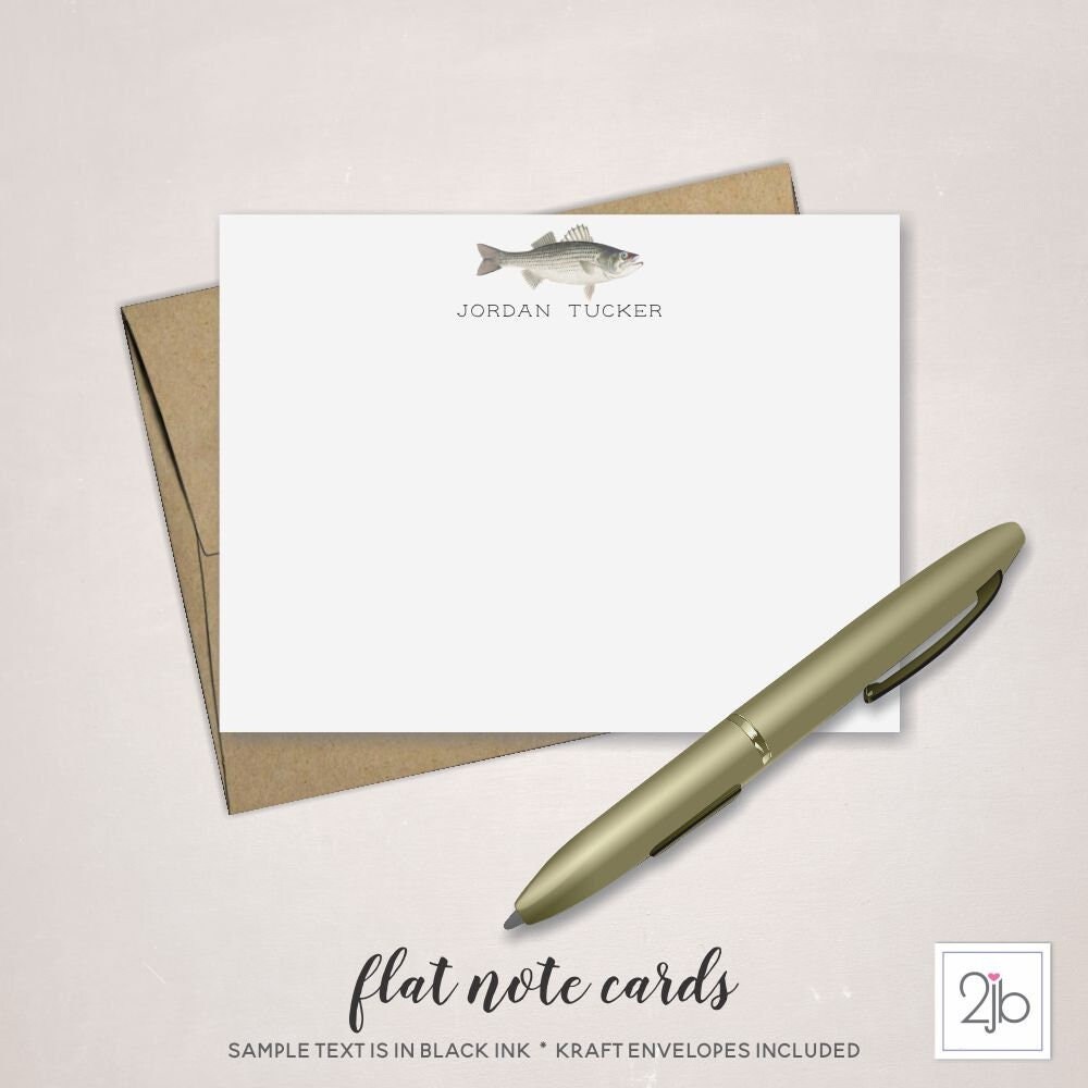 Personalized Note Card Set Fish Personalized Stationery - Etsy