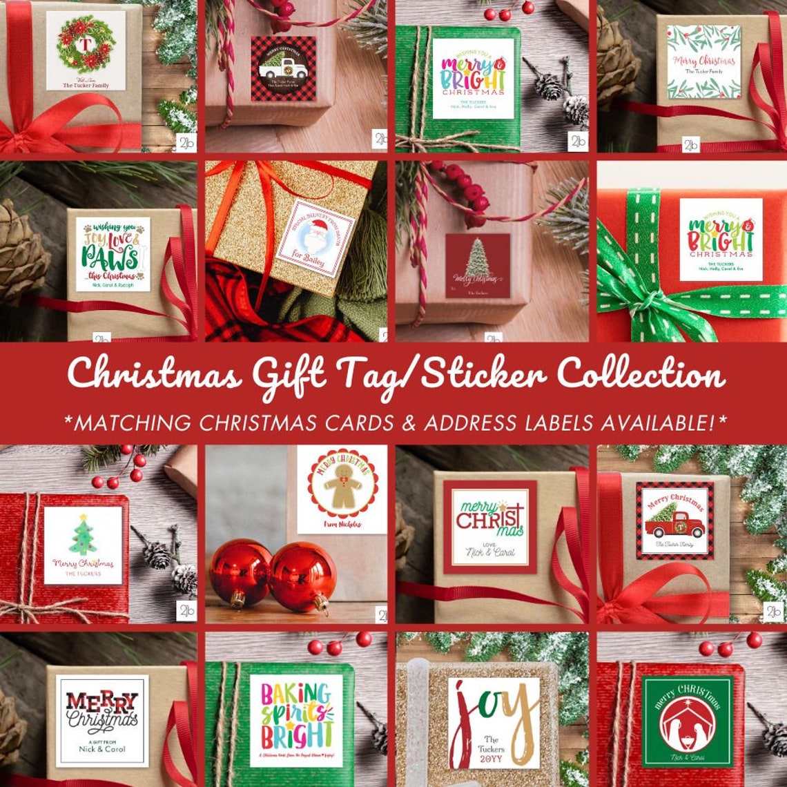 Personalized Christmas Stickers or Christmas Tags, Cute and Colorful ...