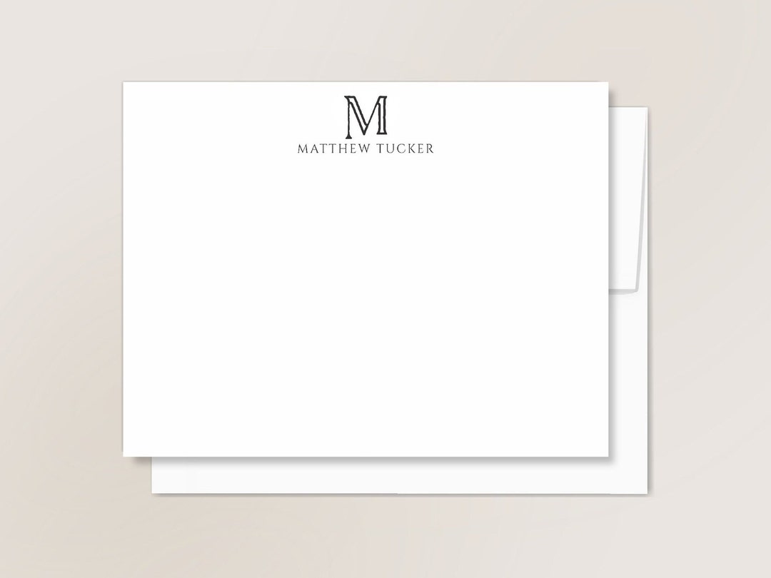 Personalized Monogram Stationery Set of Monogrammed Notecards, Single ...