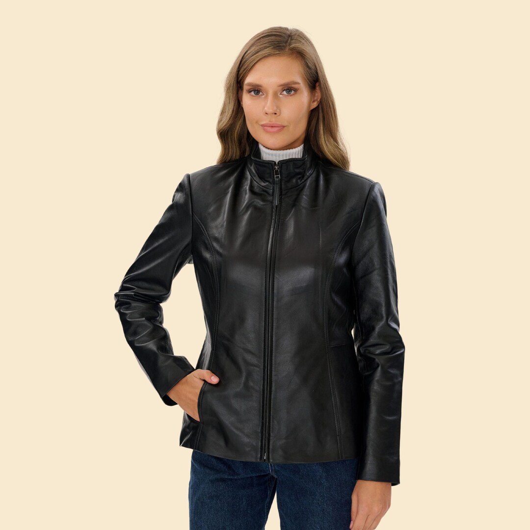 Brando London | Black Slim Fit Sheepskin Leather Jacket for Women ...
