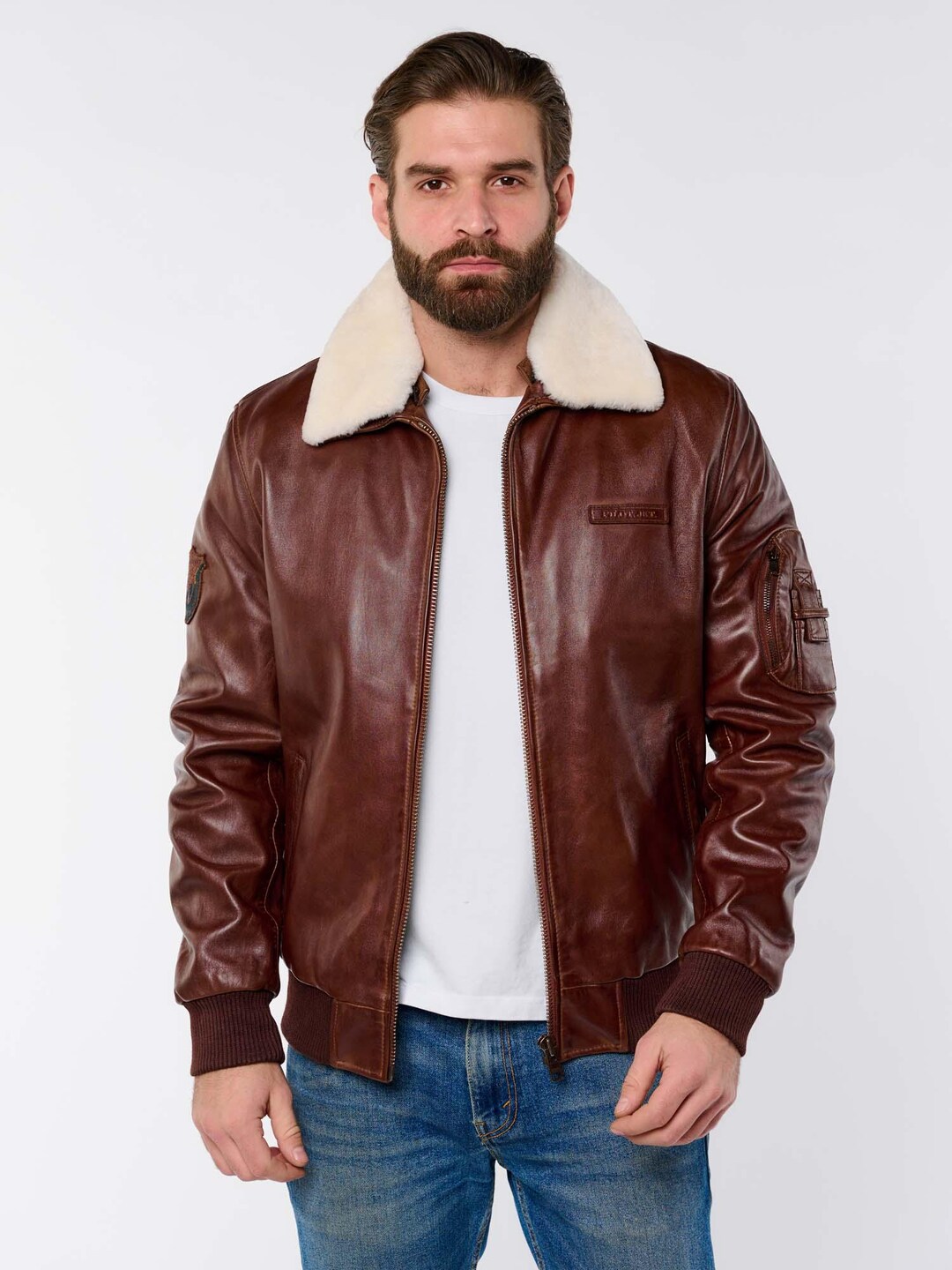 Brando London Brown Bomber Leather Jacket Men's A2 Top Pilot Jacket ...