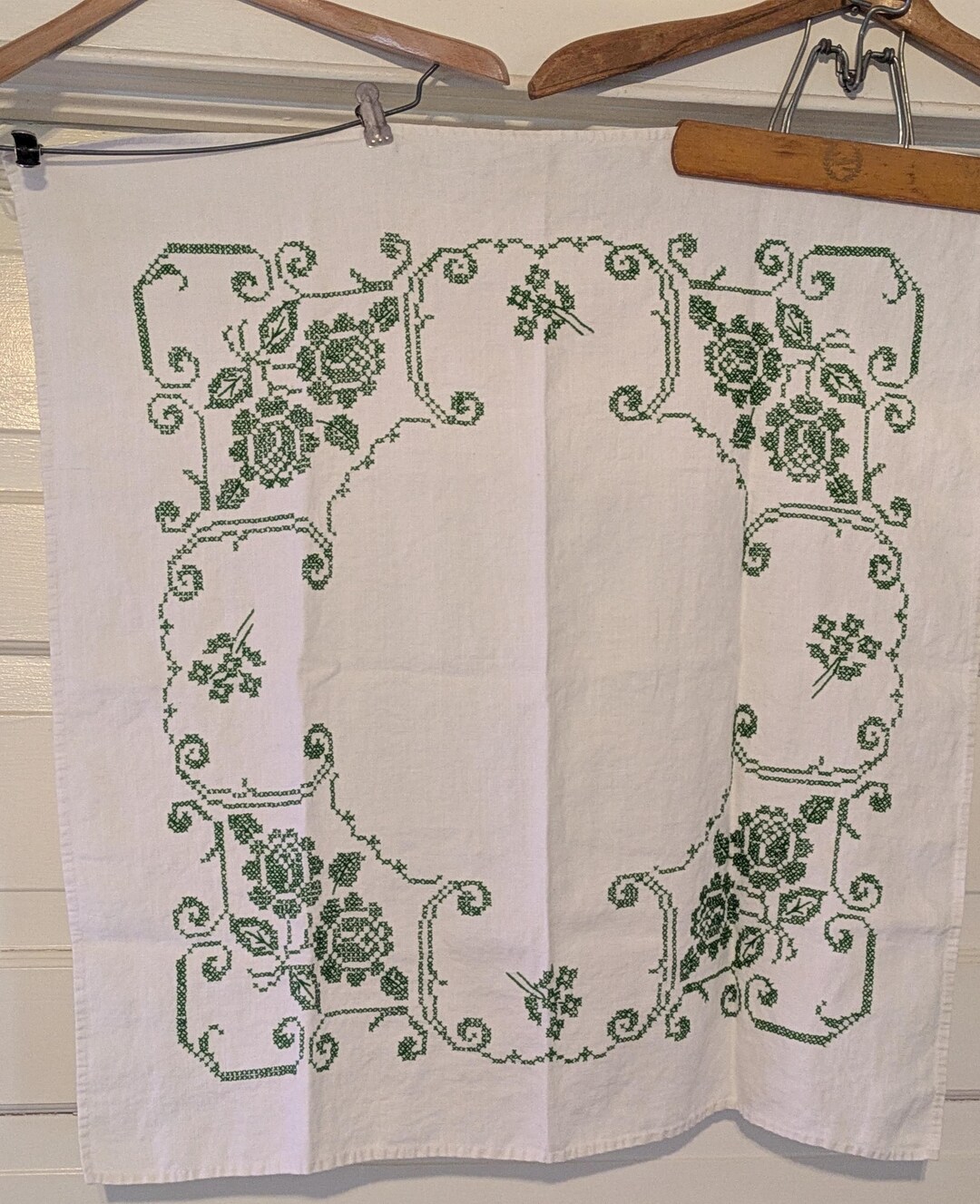Set With Antique Hand Embroidered Tablecloth 30x30 and 4 Napkins 11x11 ...