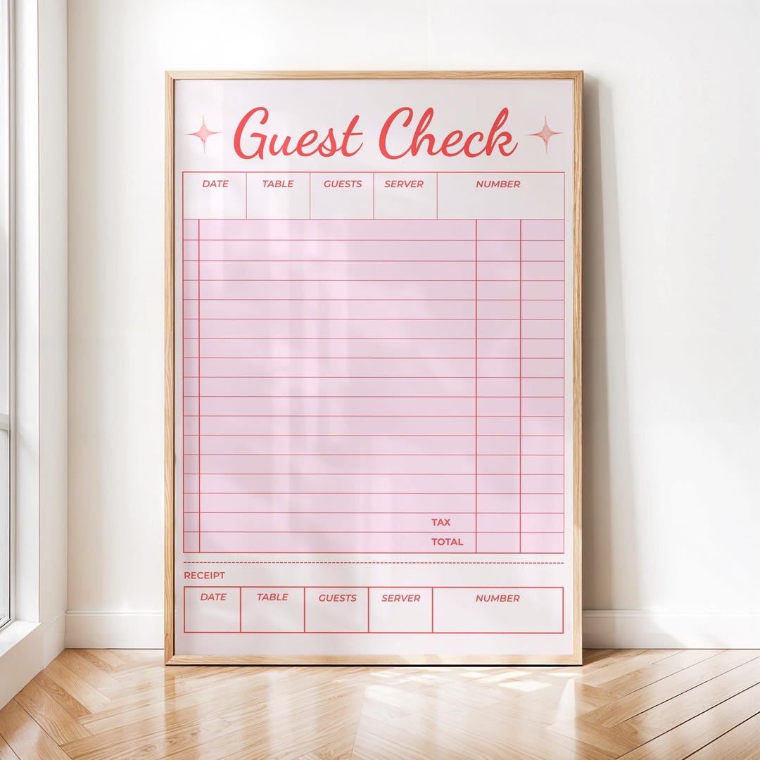 Coquette Blank Guest Check Art Print, Trendy Wall Art, Dorm Decor ...