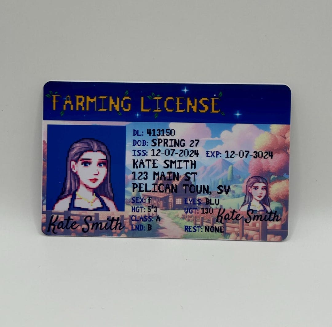 Custom Stardew Valley Driver License, Video Game Gift, Birthday Gift ...