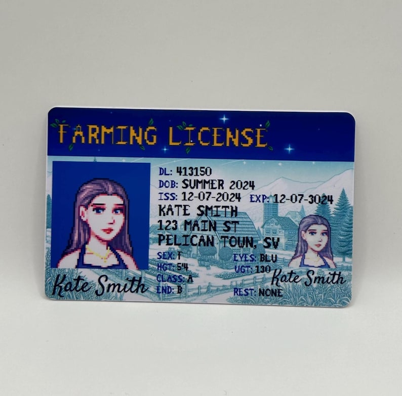 Custom Stardew Valley Driver License, Video Game Gift, Birthday Gift ...