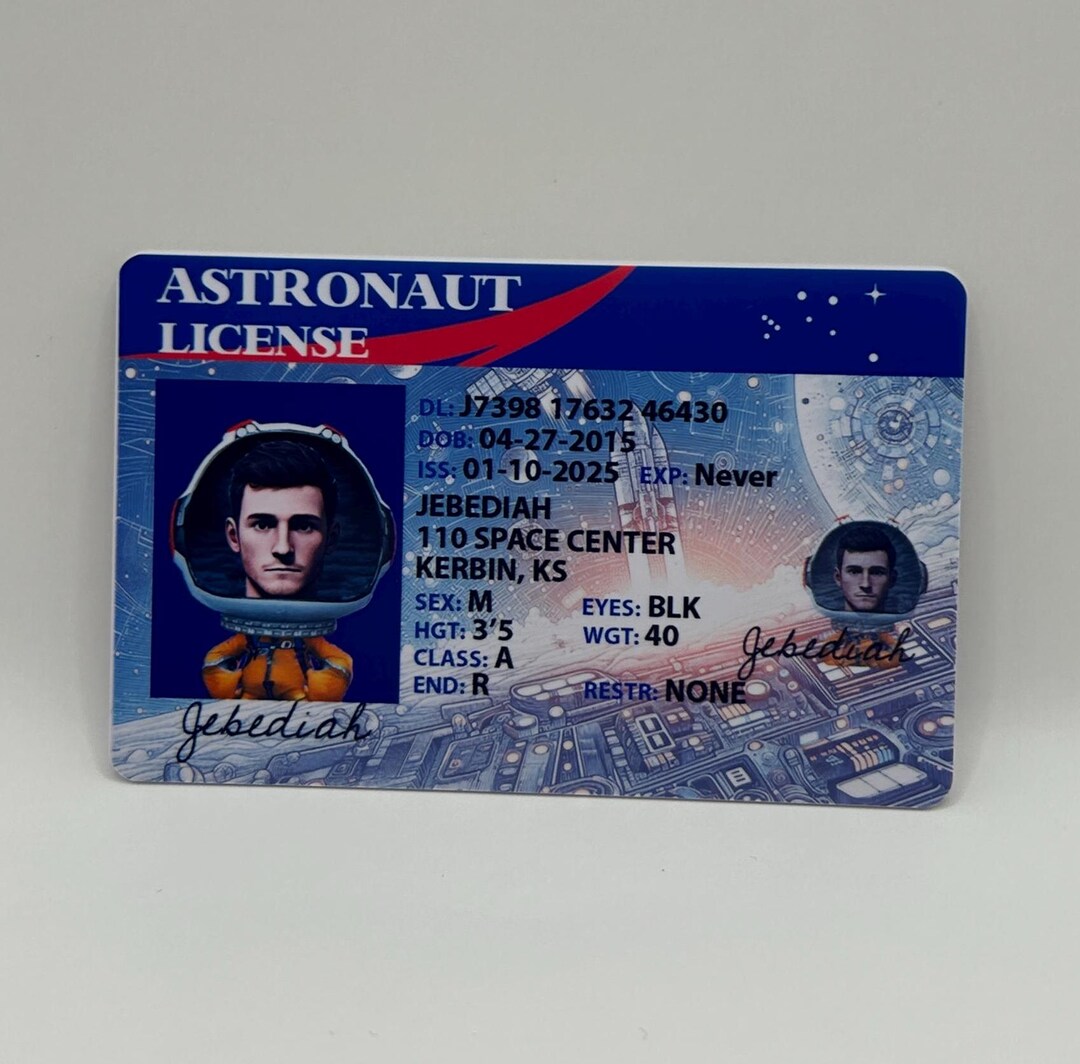 Custom Kerbal Space Program Inspired Astronaut License, Video Game Gift ...