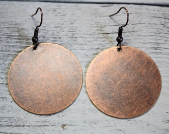 Copper Disc Earrings | Etsy