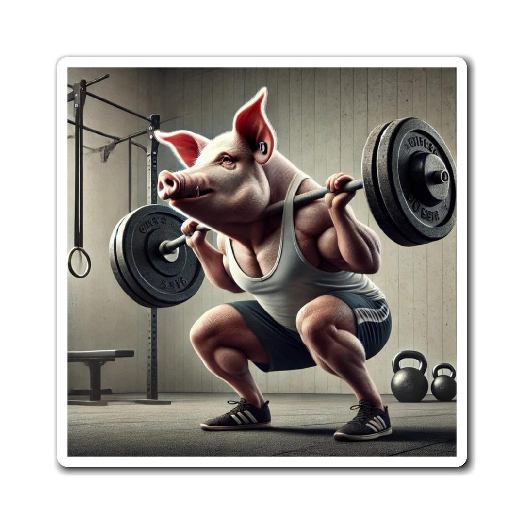 Weightlifting Pig Gym Magnet, Pig Workout Fridge Magnet, Strongman ...