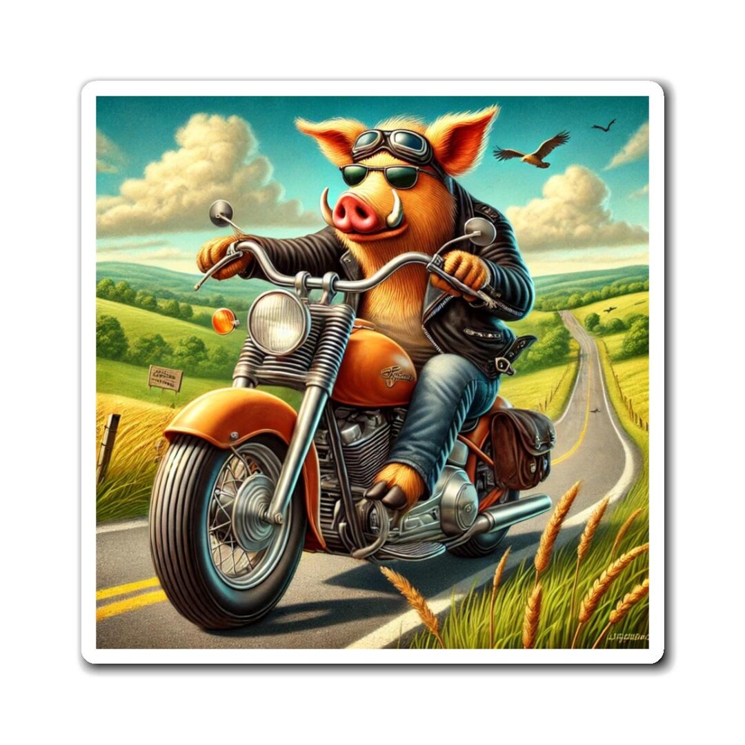 Motorcycle Magnet, Road Hog Biker Fridge Magnet, Motorcycle Lover Gift ...