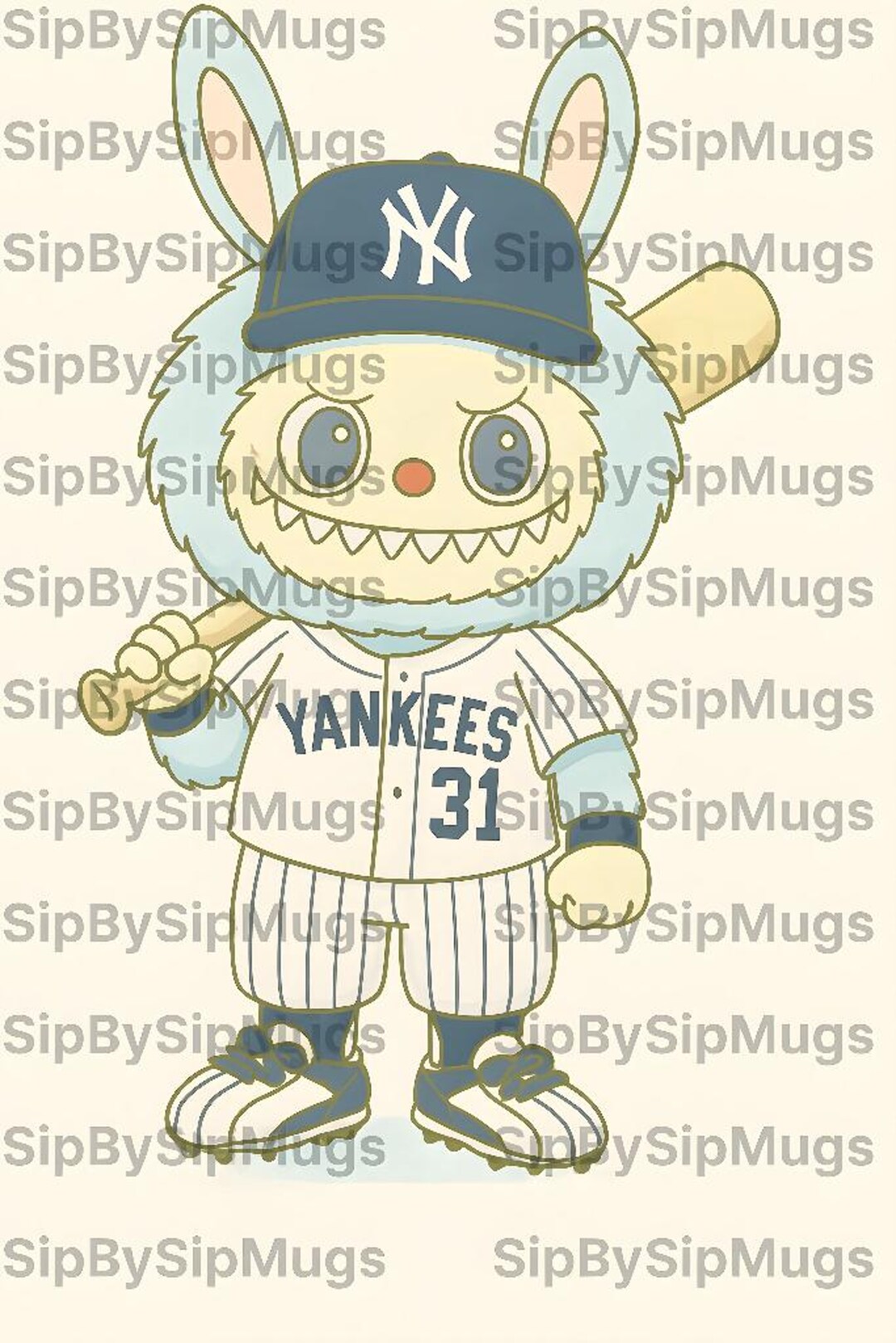 Labubu Yankees Baseball Outfit PNG | Cute Coffee Character Clipart ...