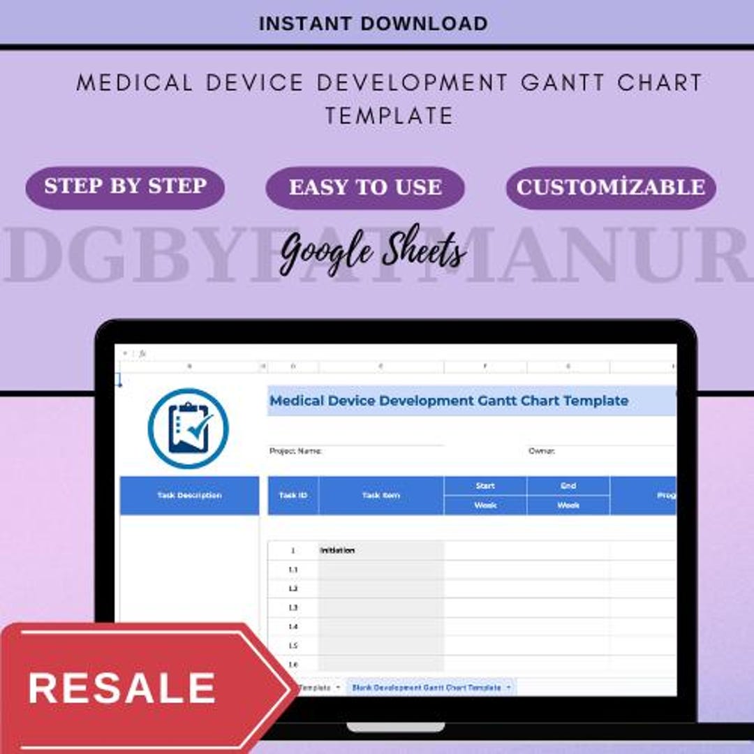 Medical Device Development Gantt Chart Template | Digital Download ...