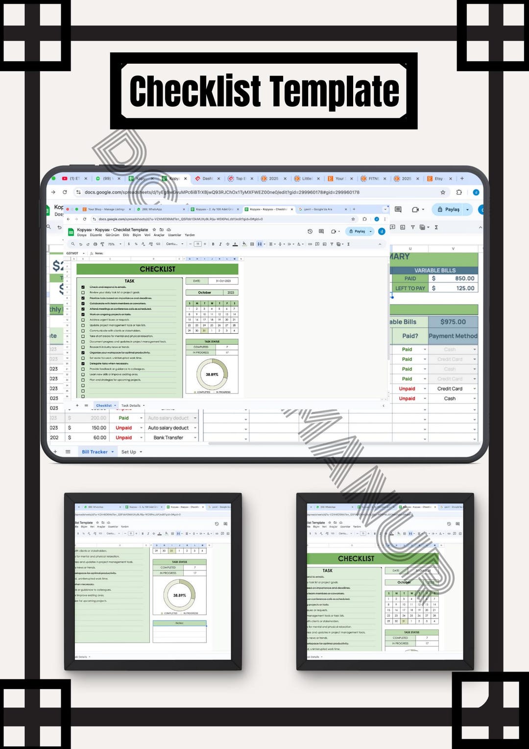 Checklist Template | Simple & Printable Task Tracker - Etsy