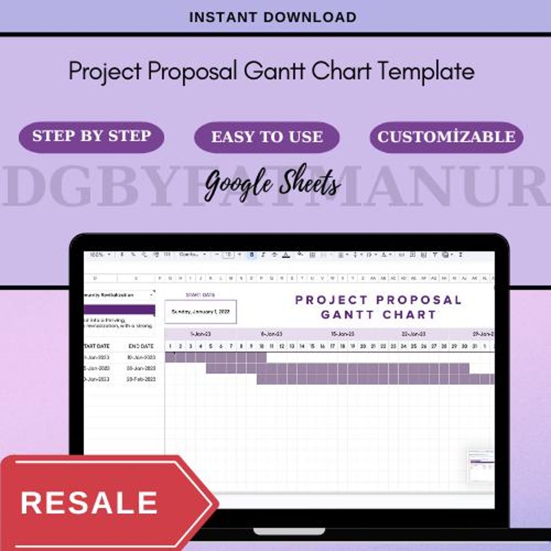 Project Proposal Gantt Chart Template | Digital Download, Editable ...
