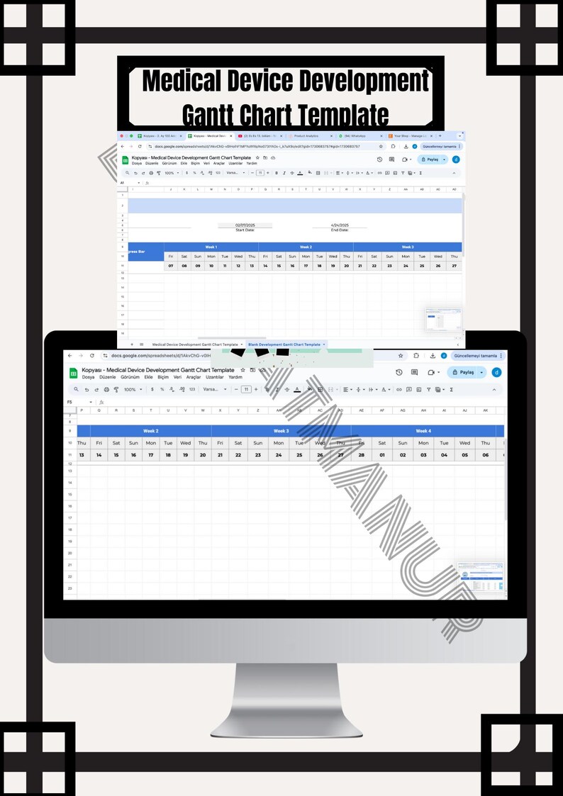 Medical Device Development Gantt Chart Template | Digital Download ...